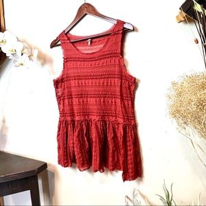 Free People | Dresses | Free People Dark Orange Top Crochet Full Lace ...